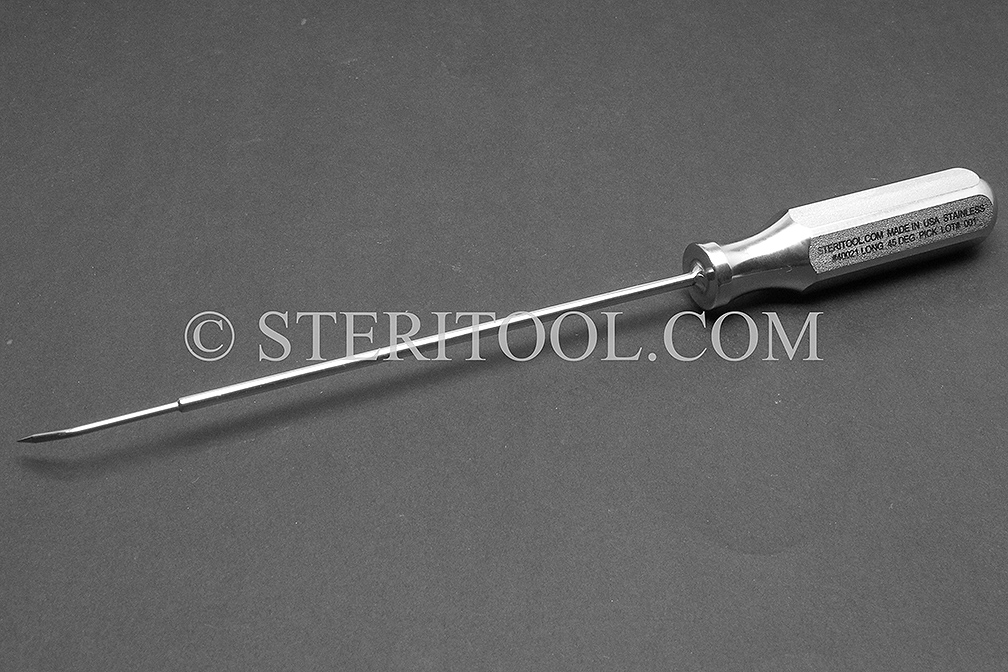 45 Degree Pick with Stainless Steel Handle, LONG.